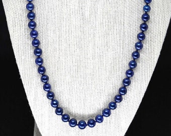 Royal Blue Pearl Necklace - Etsy