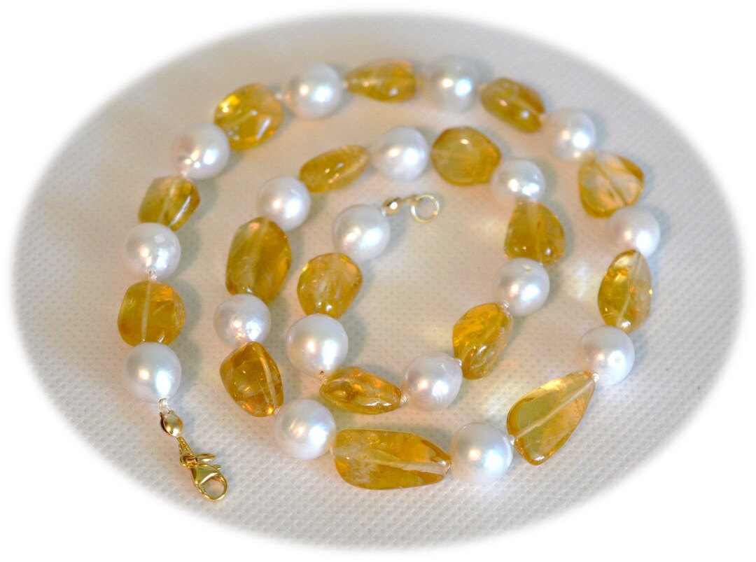 Baroque Pearl and Citrine Necklace by Jama Studio, Citrine Jewelry ...