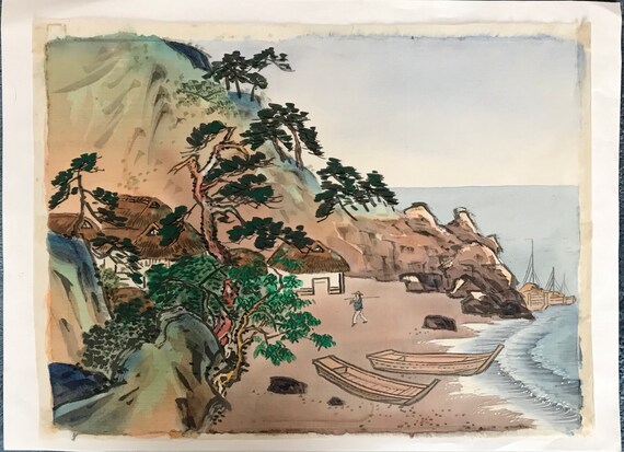 Rare Japanese Silk Landscape - Etsy