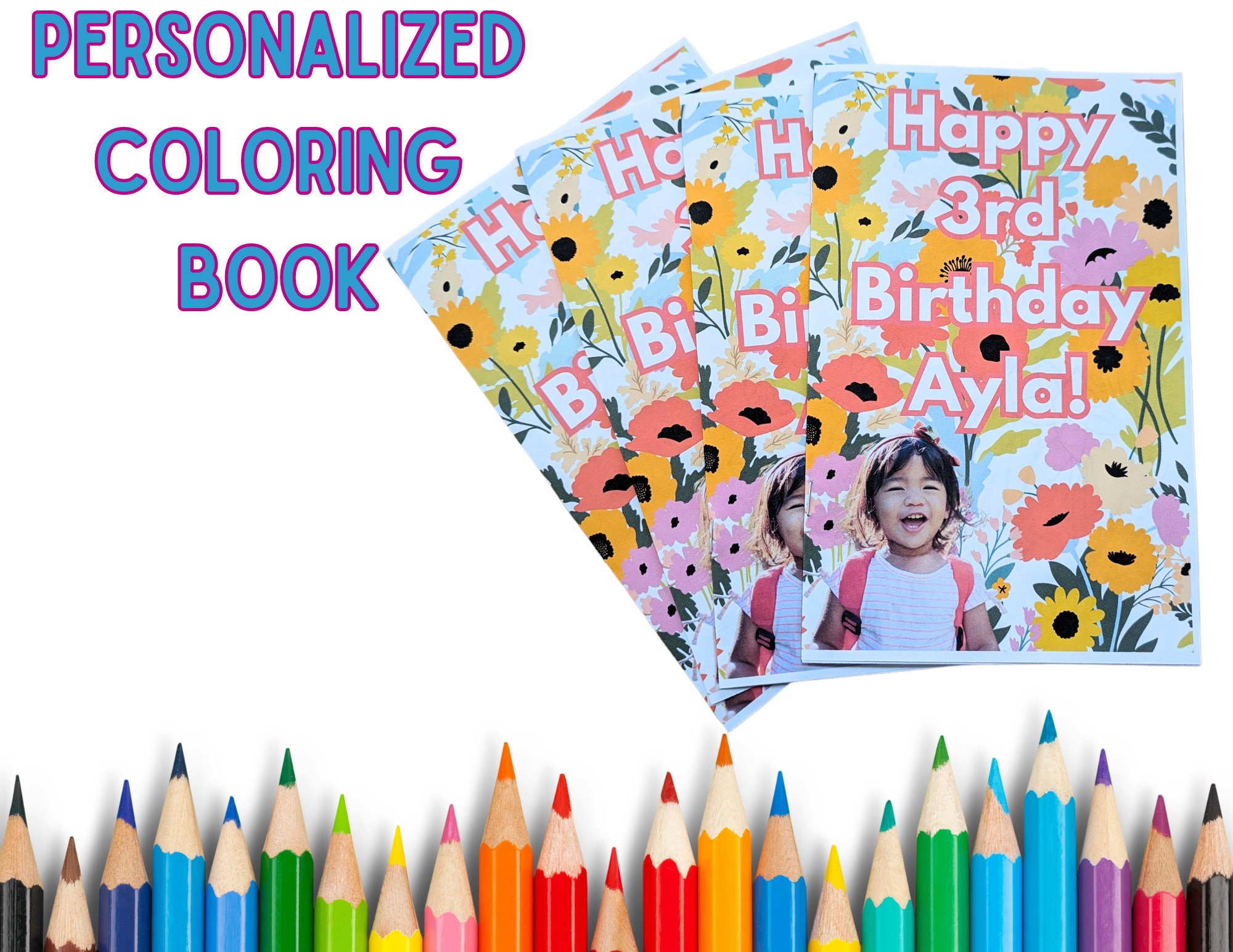 Customized Coloring Book Party Favor, Birthday Party Favor, Flower ...