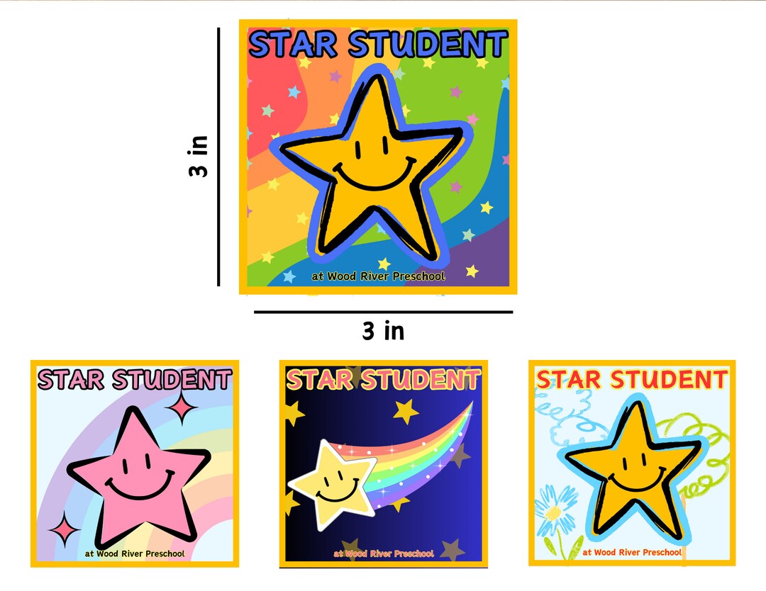 Custom Star Student Stickers, Teacher Reward Stickers, With/without ...