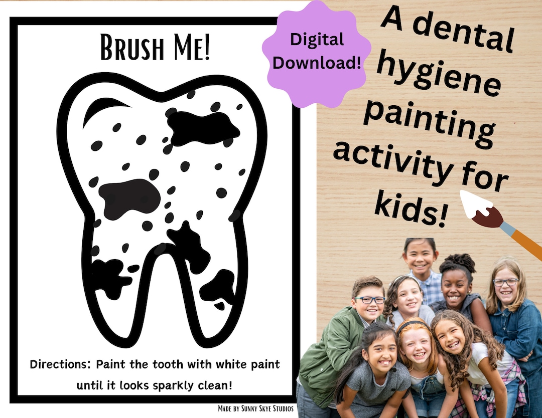 Tooth Painting Activity Sheet- Paint the Tooth White to "brush ...