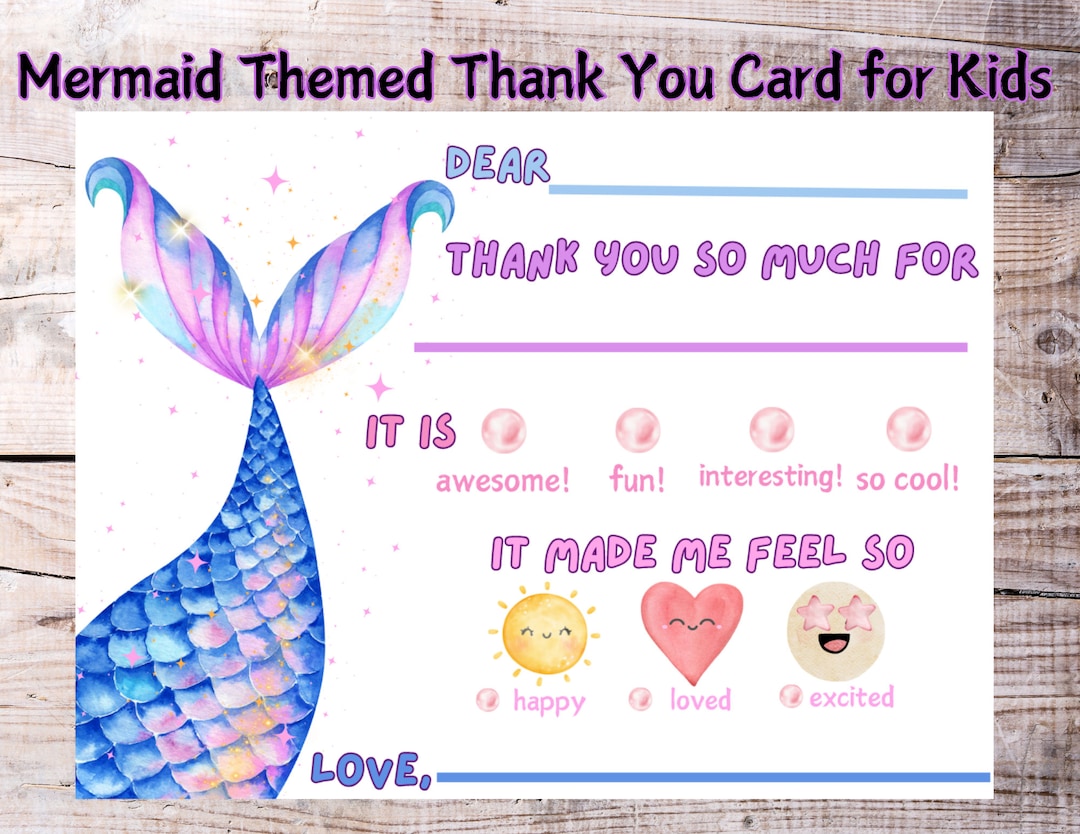 Printable OR Printed Mermaid Thank You Cards - Birthday or Special ...