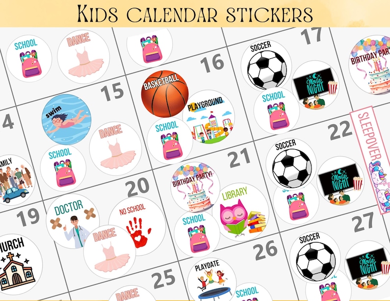 Sticker Pages for Kids Calendars and Planners, Student Calendar ...