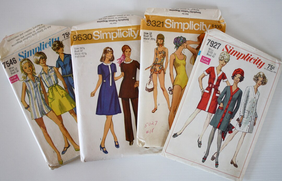 Vintage Simplicity Patterns Woman's 1960s 1970s Fashion Group of 4 9630 ...