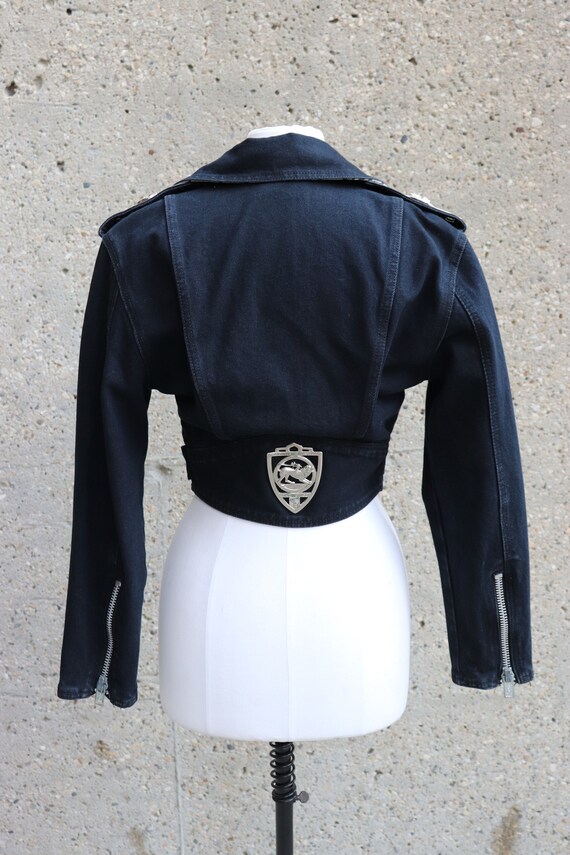 80s PARASUCO black denim jacket | Small - Gem