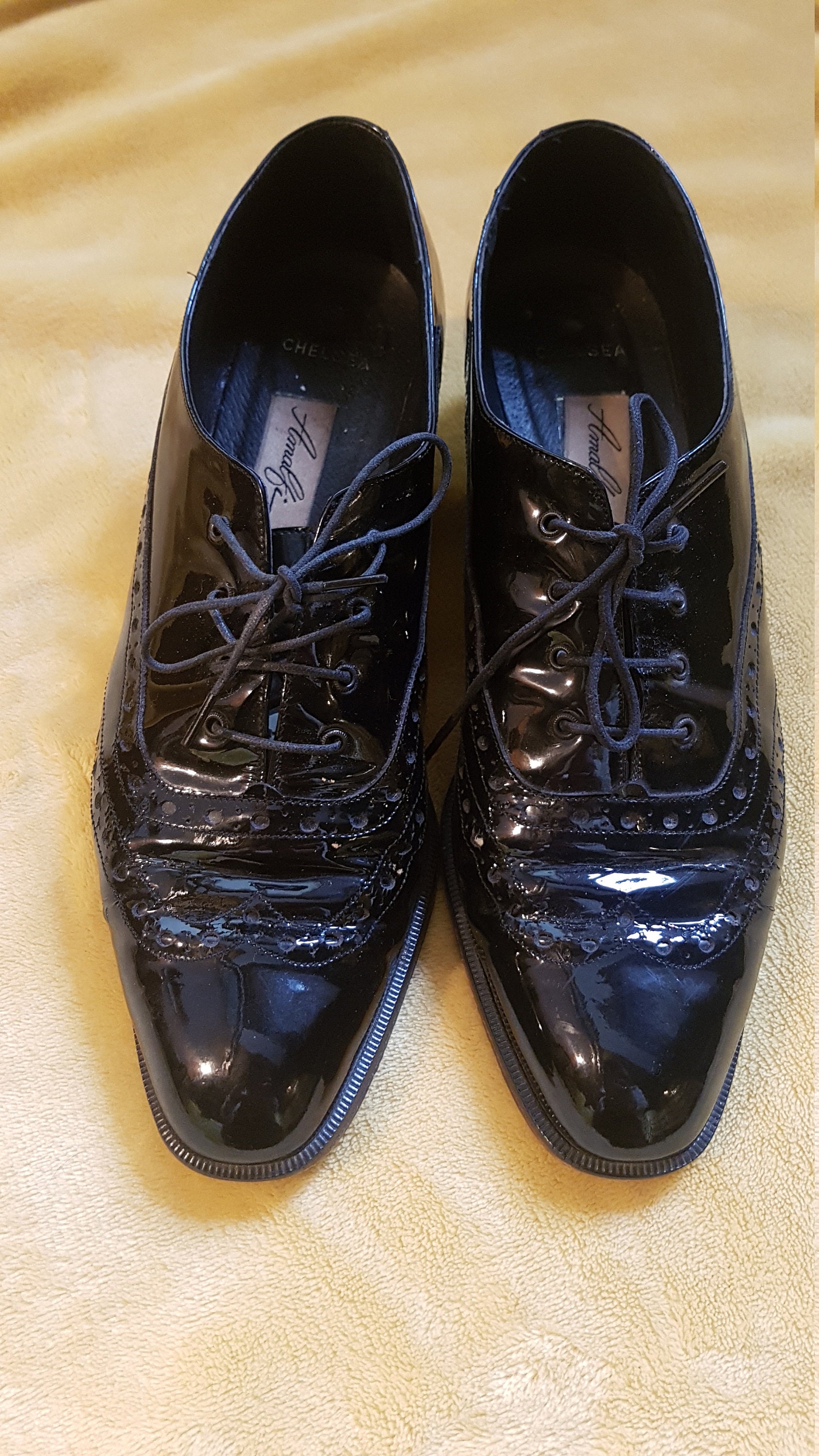 Vintage Black Patent Brogues Amalfi 1960s 1970s Size 8.5 - Etsy