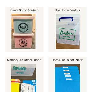 Border Design Memories Bin Labels • Kids' School Labels • Name Keepsake ...