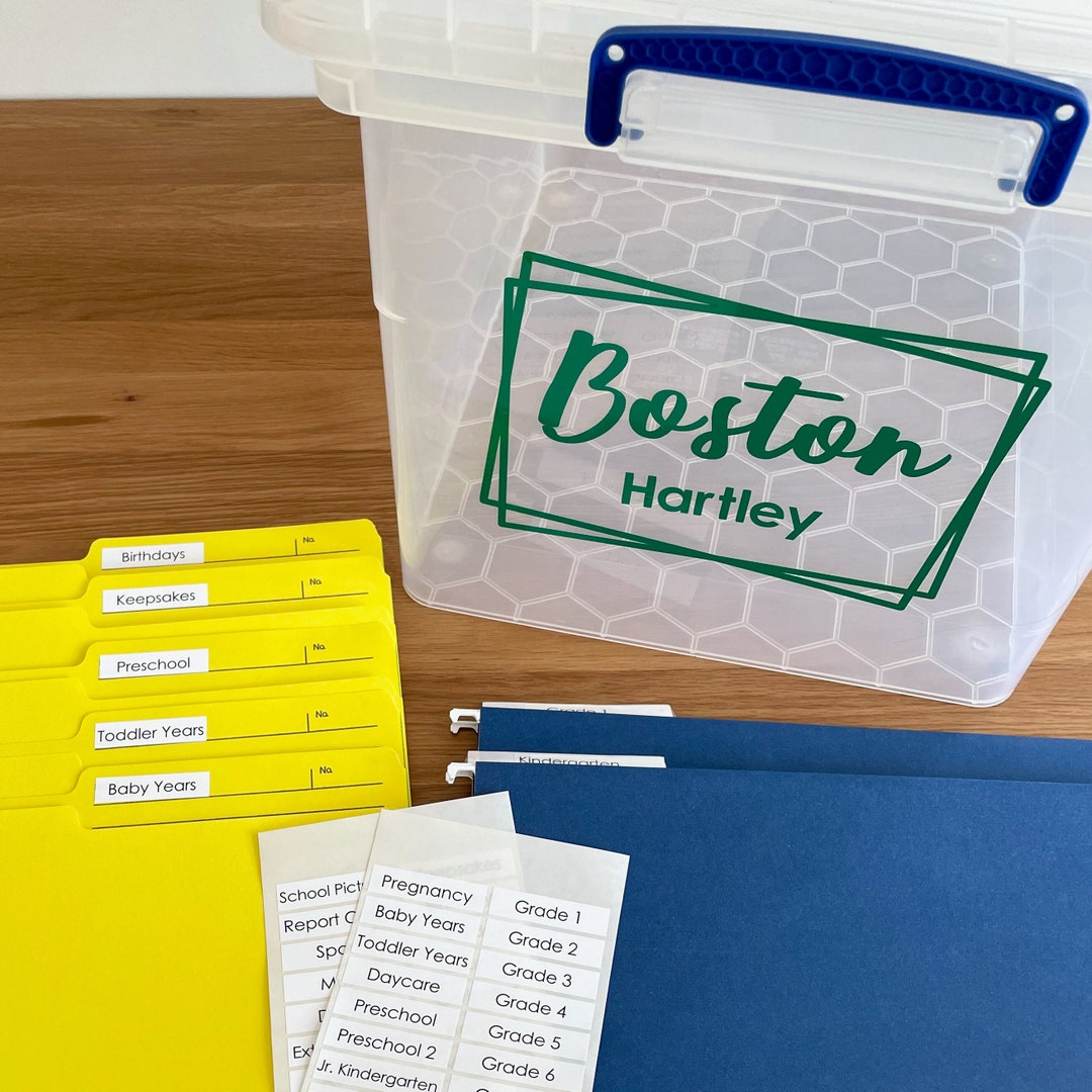 Border Design Memories Bin Labels • Kids' School Labels • Name Keepsake ...