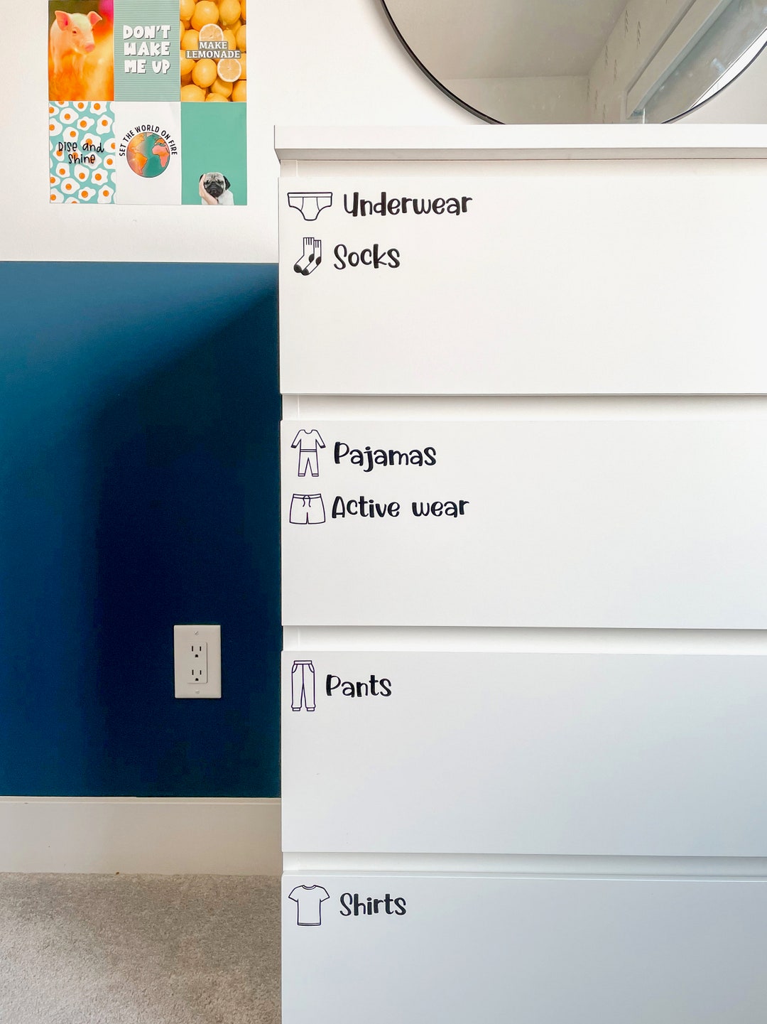 Dresser Labels Clothing Storage Vinyl Labels - Etsy