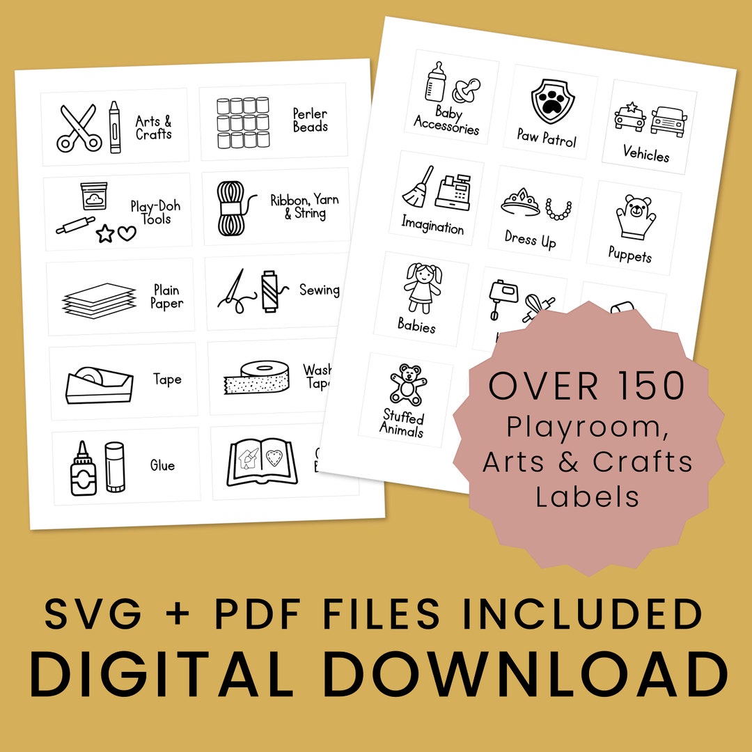 Digital Download Playroom Labels SVG Toy Labels Arts and Crafts ...