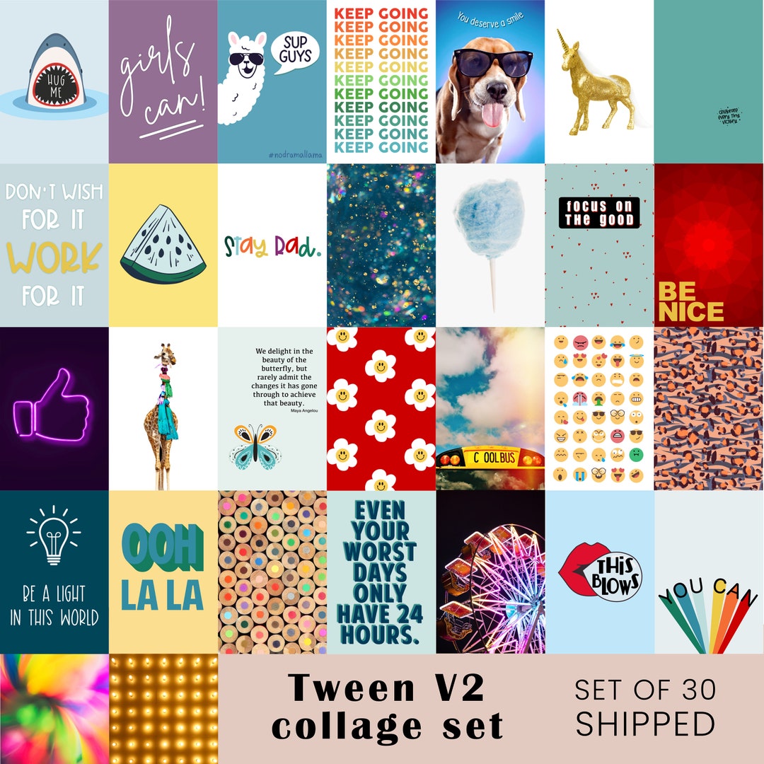 Tween Blue Wall Collage Set, Teen Room Decor Art, Aesthetic Room Decor ...