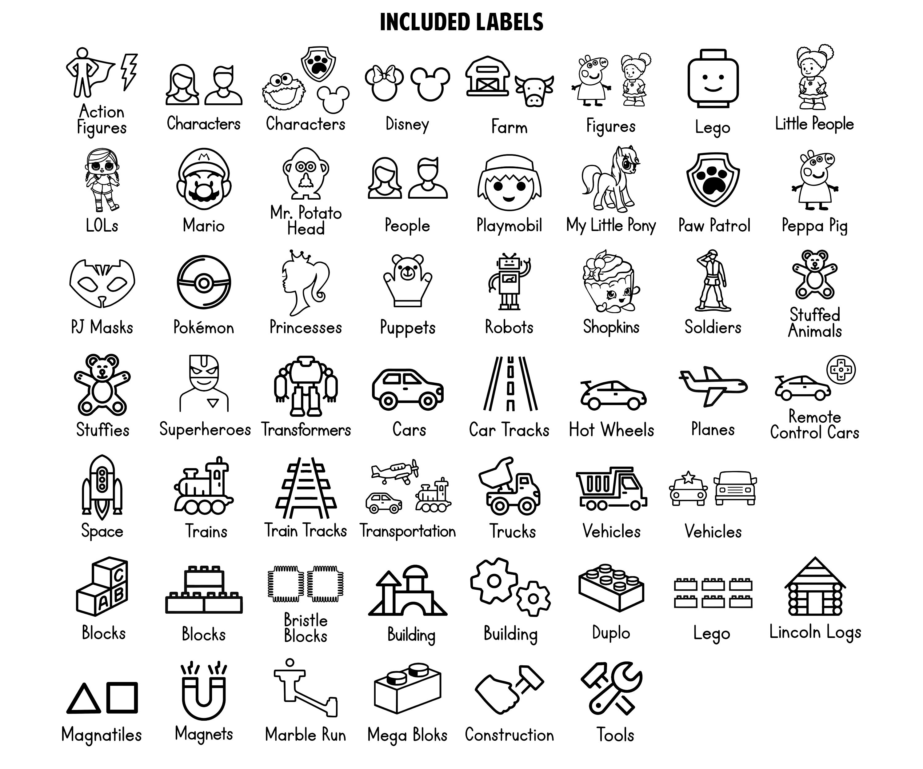 Digital Download Playroom Labels SVG Toy Labels Arts and - Etsy