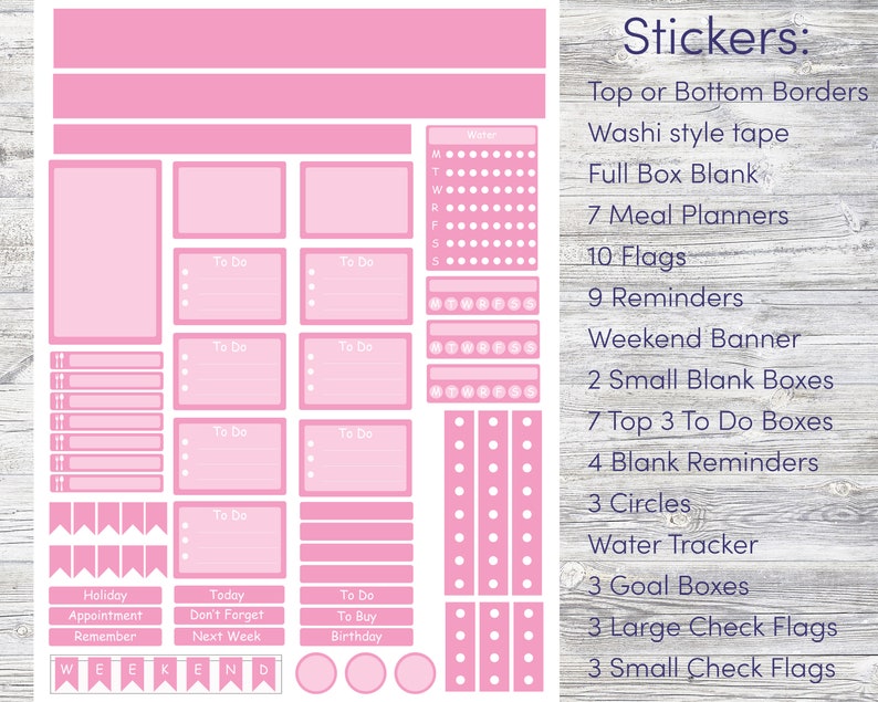 Pink Planner Stickers for Weekly Planner Digital Printable | Etsy