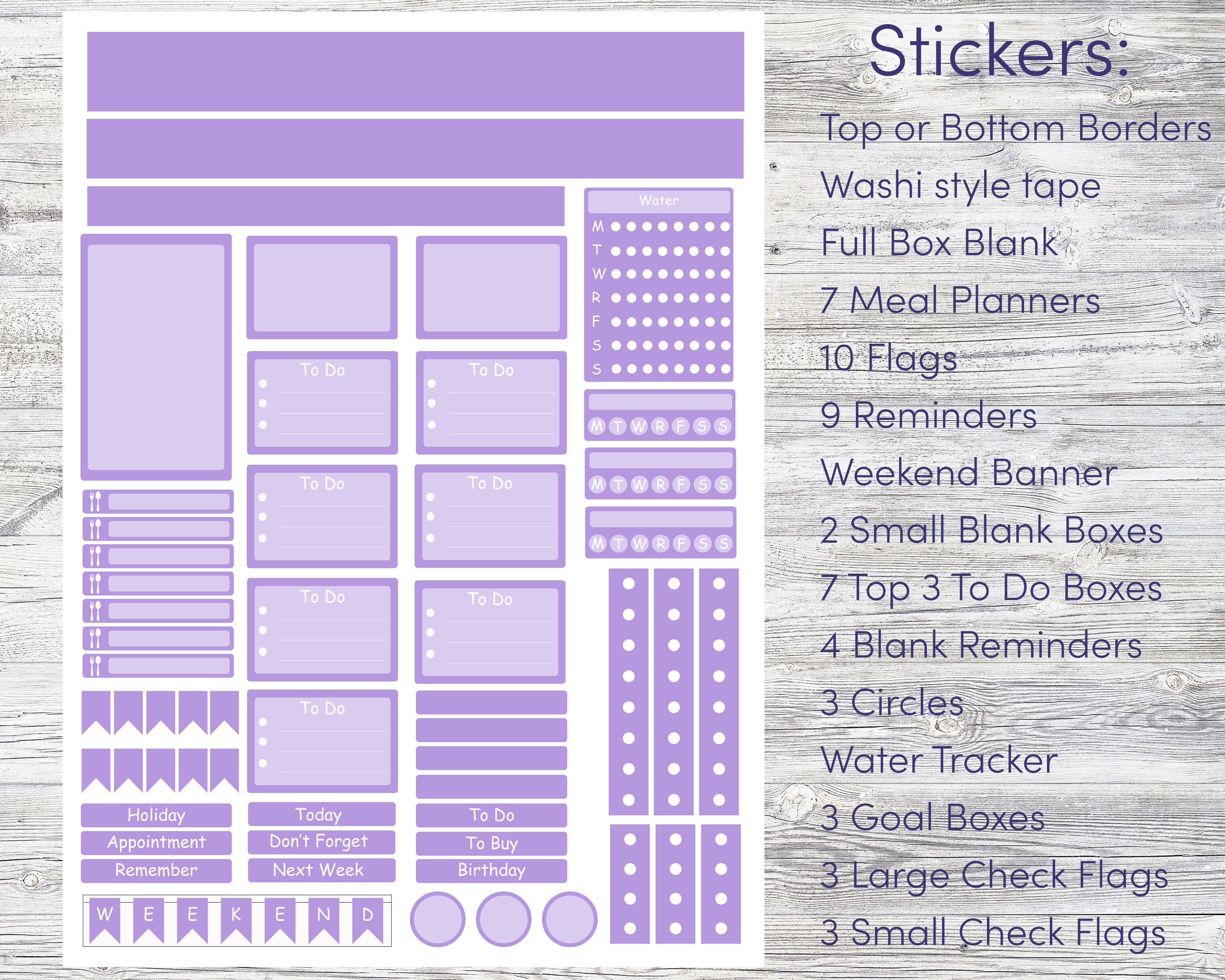 Light Purple Planner Stickers for Weekly Planner Digital Printable ...