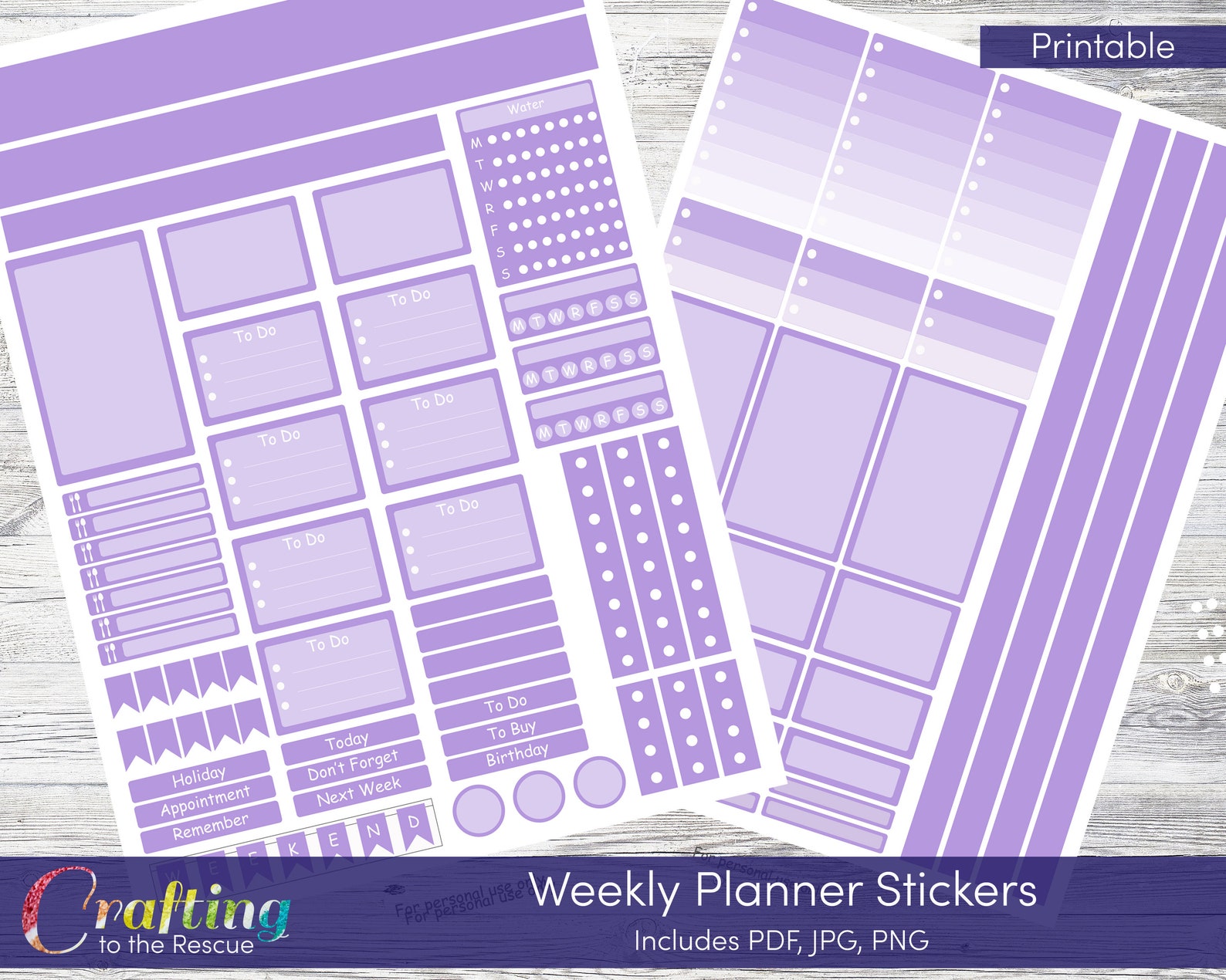 Light Purple Planner Stickers for Weekly Planner Digital - Etsy