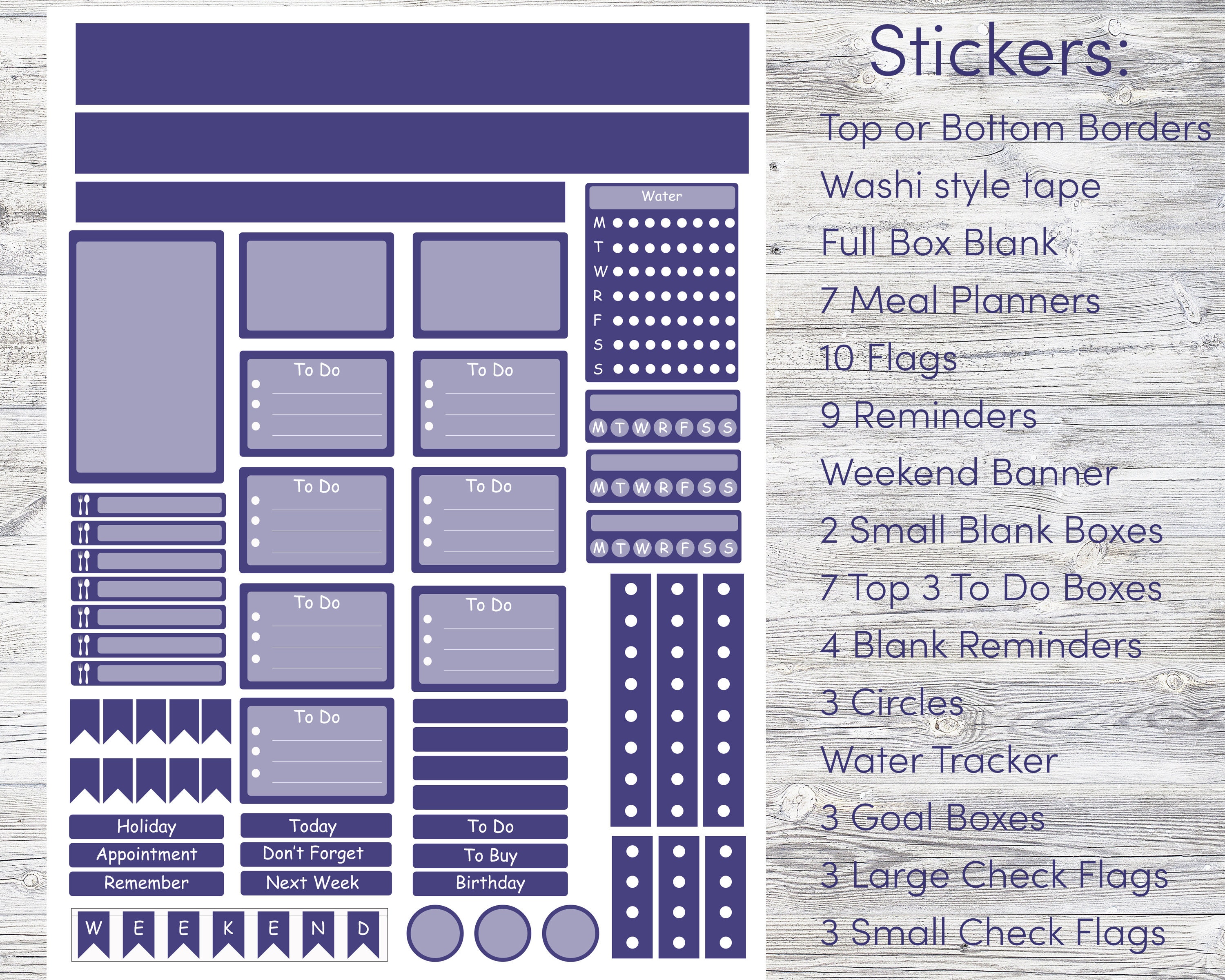 Blue Planner Stickers for Weekly Planner Digital Printable - Etsy