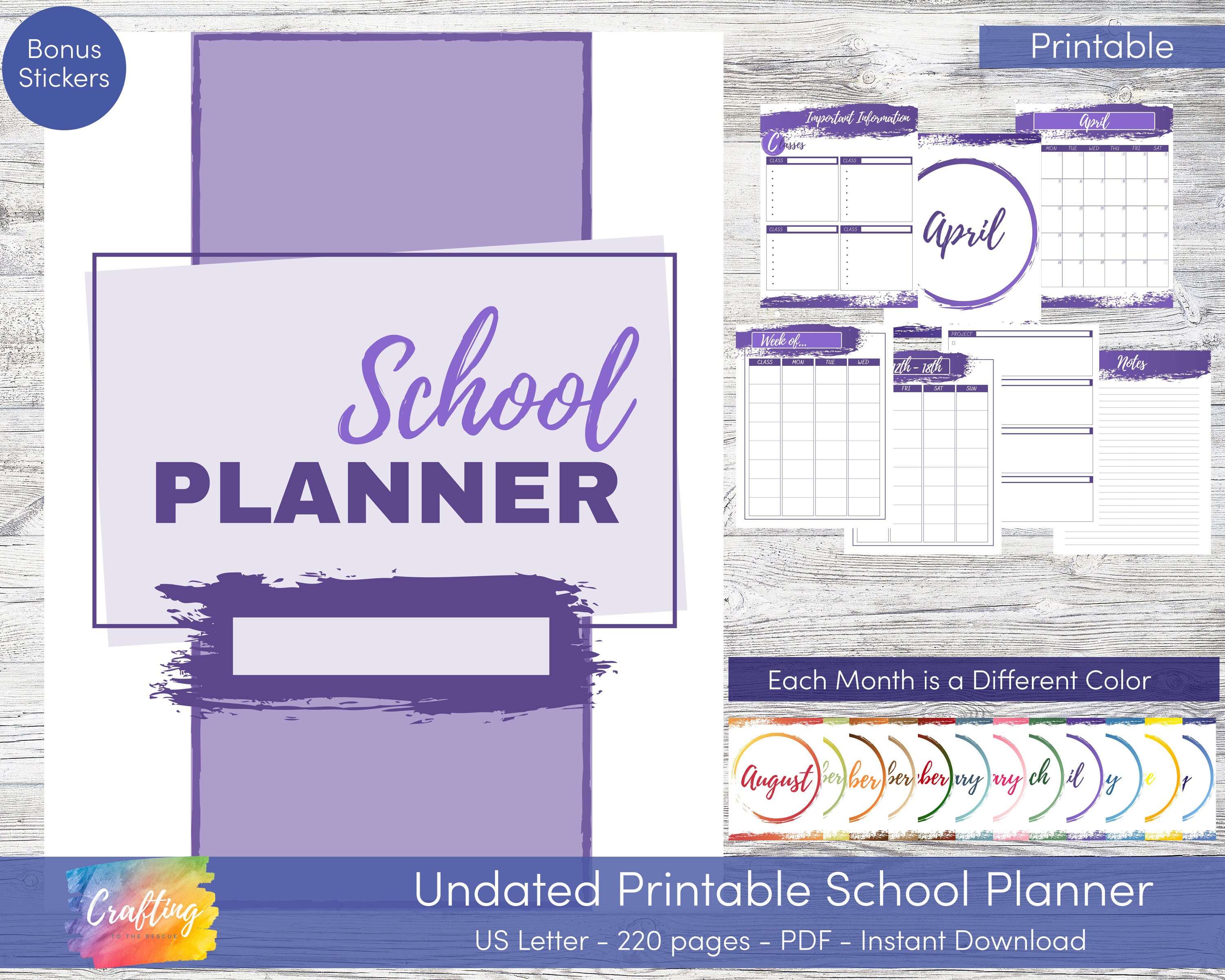 Colorful School Planner Printable Download for in Person - Etsy