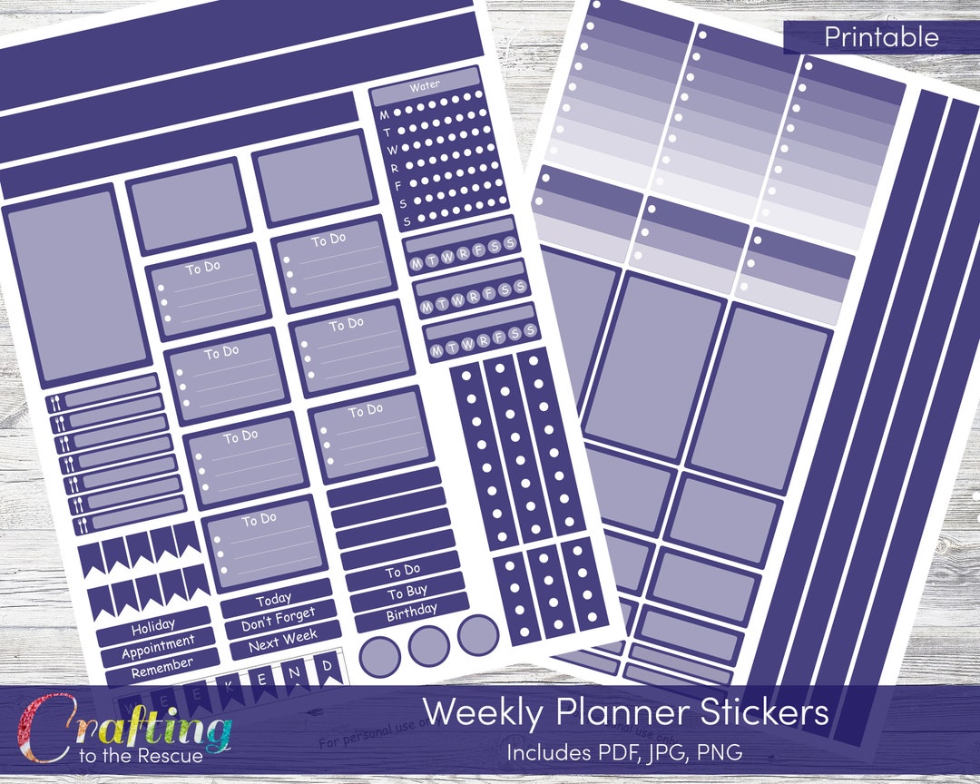 Blue Planner Stickers for Weekly Planner Digital Printable Planner ...