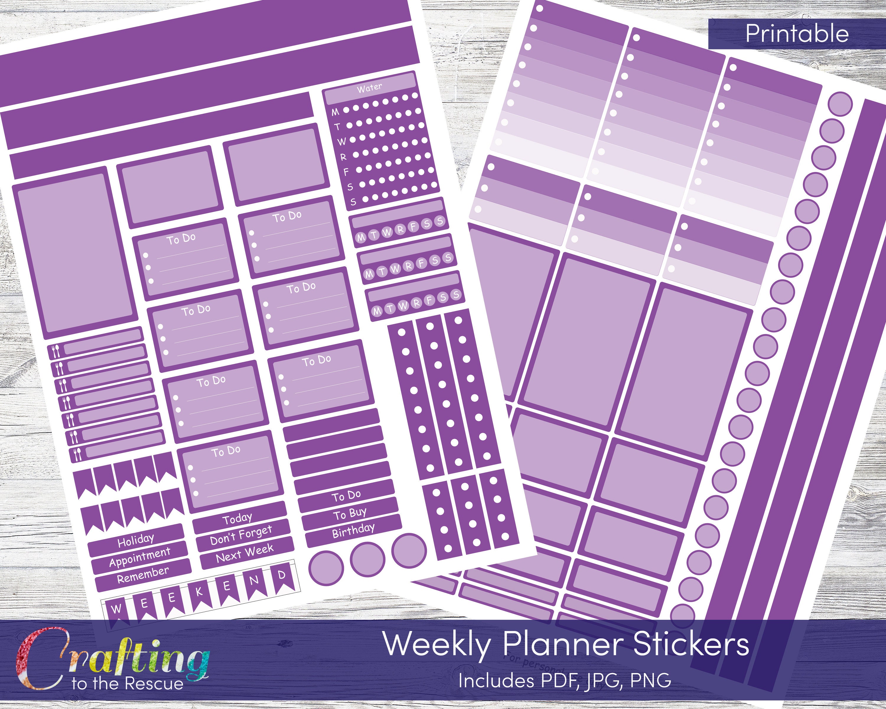 Purple Planner Stickers for Weekly Planner Digital Printable - Etsy