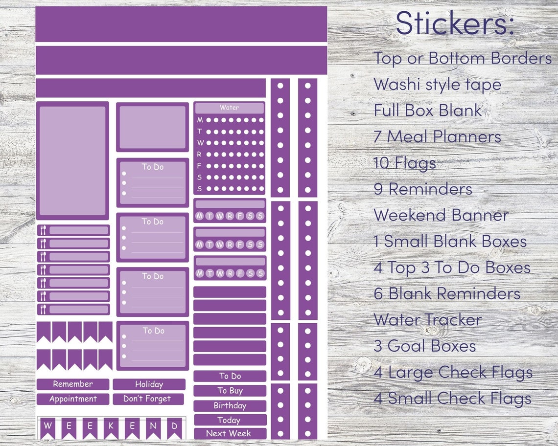 Printable Purple Planner Stickers for Happy Planner - Etsy
