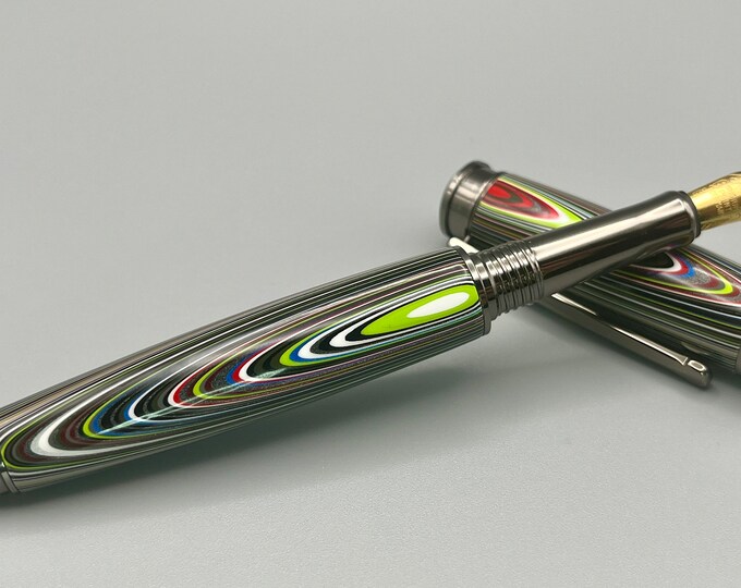 Artisan Jeep Fordite Fountain Pen With Elegant Gunmetal Chrome Details ...