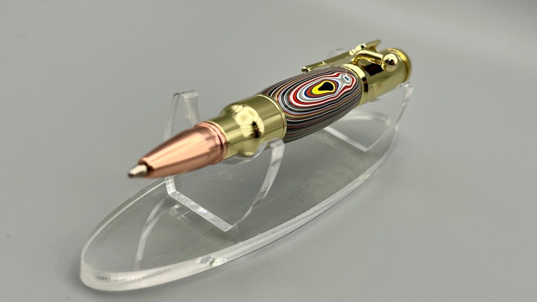 Mini Bolt Action Ballpoint Fordite Pen With Gold - Etsy