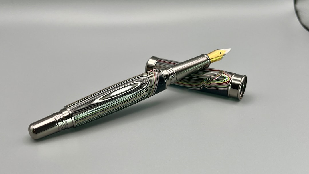 Artisan Fordite Fountain Pen With Elegant Gunmetal Chrome Details - Etsy