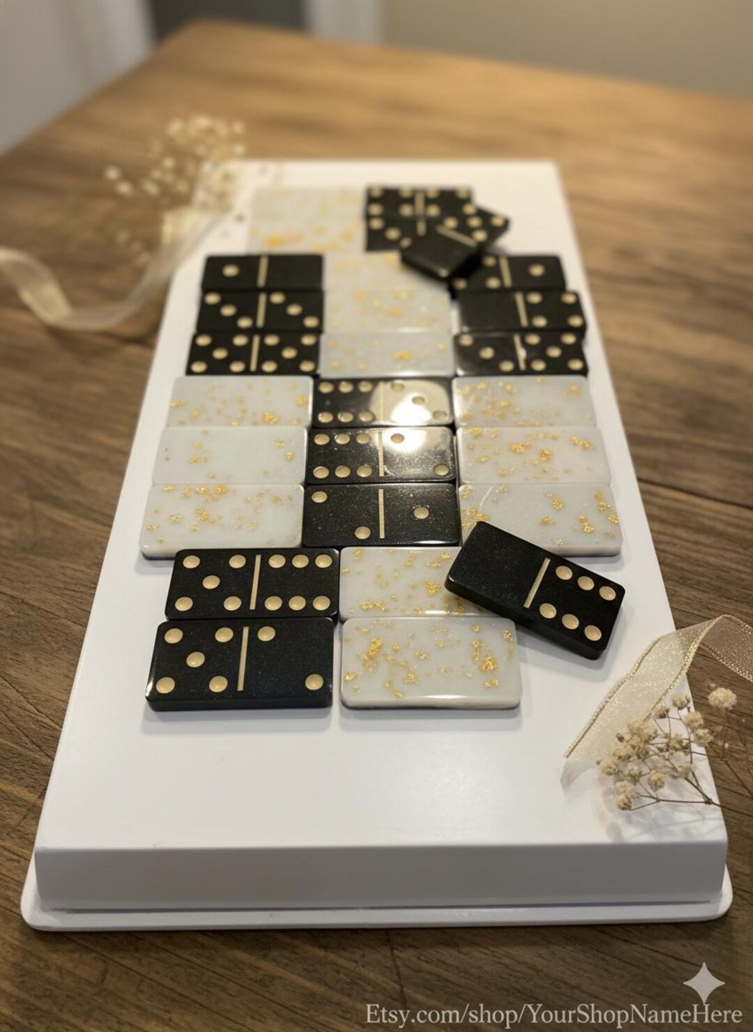 Handmade Resin Domino Set | Custom Resin Dominos | Glitter, Color ...