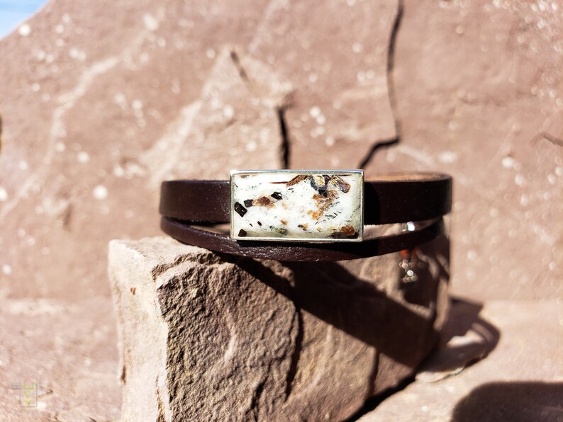 Leather and Astrophyllite Cuff Bracelet Solid Sterling Silver - Etsy