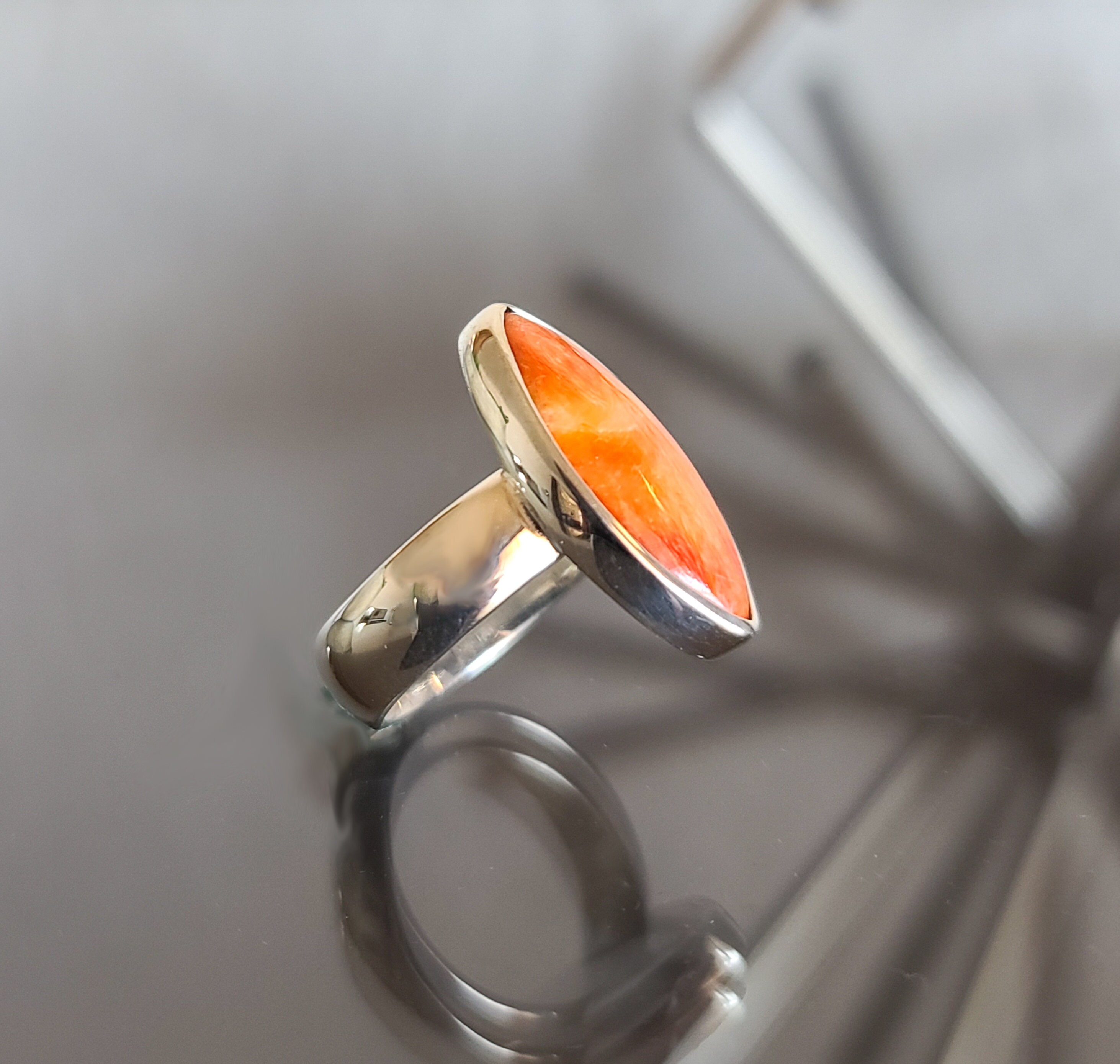 Made to Order, Hand Fabricated Natural Spiny Oyster Ring, Solid ...