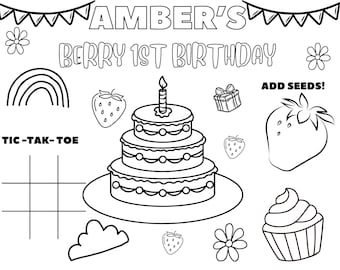 Printable Kids Activity Sheet - Strawberry - Etsy