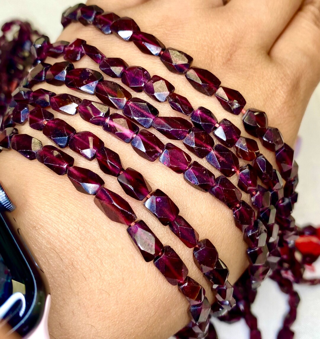 Natural Garnet Beads Organic Rectangle Fancy Shape Approx. 6x5mm 14in ...