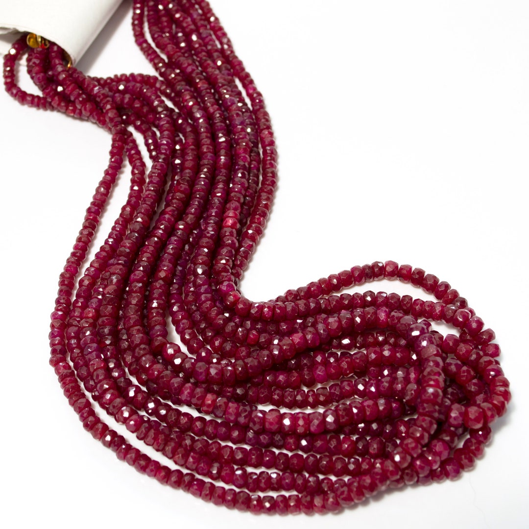 Natural Faceted Ruby Graduated Bead Strands 3 4.5mm x 16 Inches ...