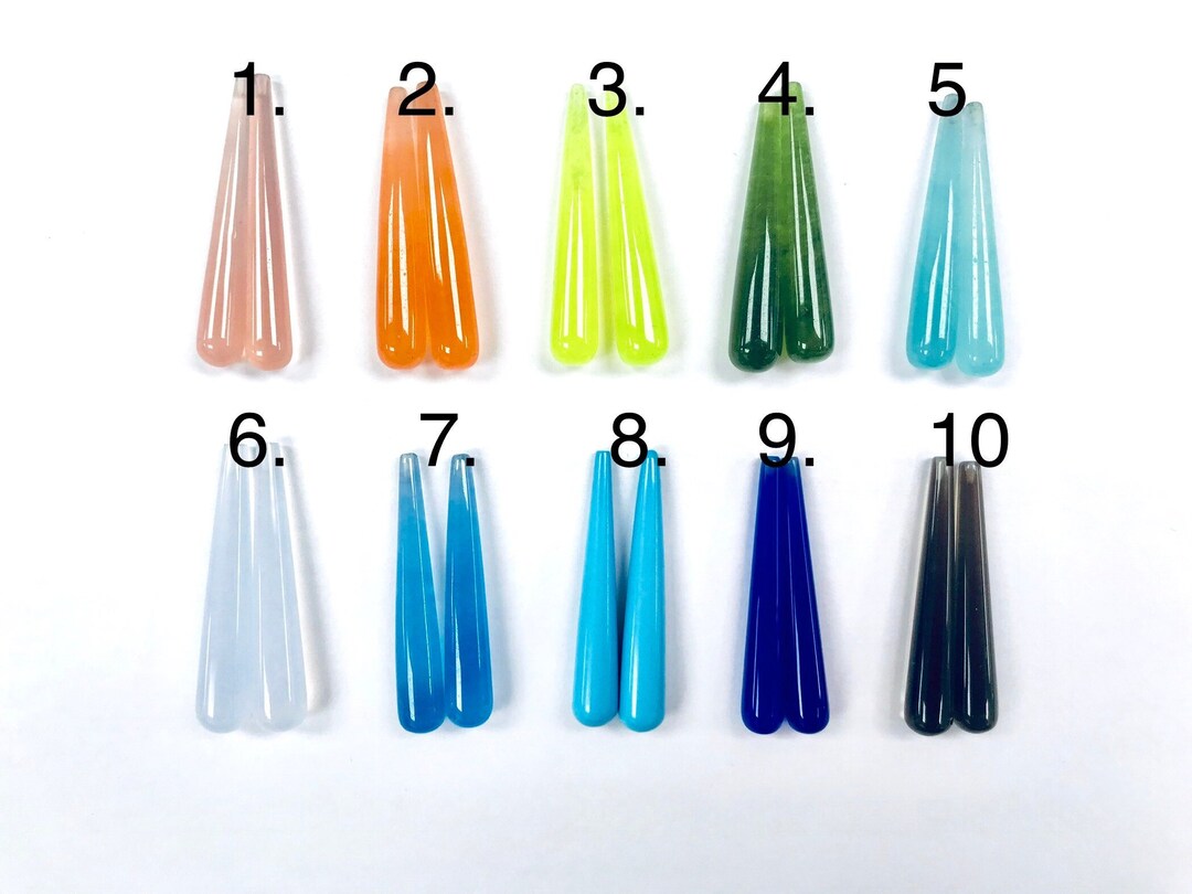 Mutiple Color Smooth Tear Drop Long Drop Top Drilled Pair (2 PC) 6x30mm ...