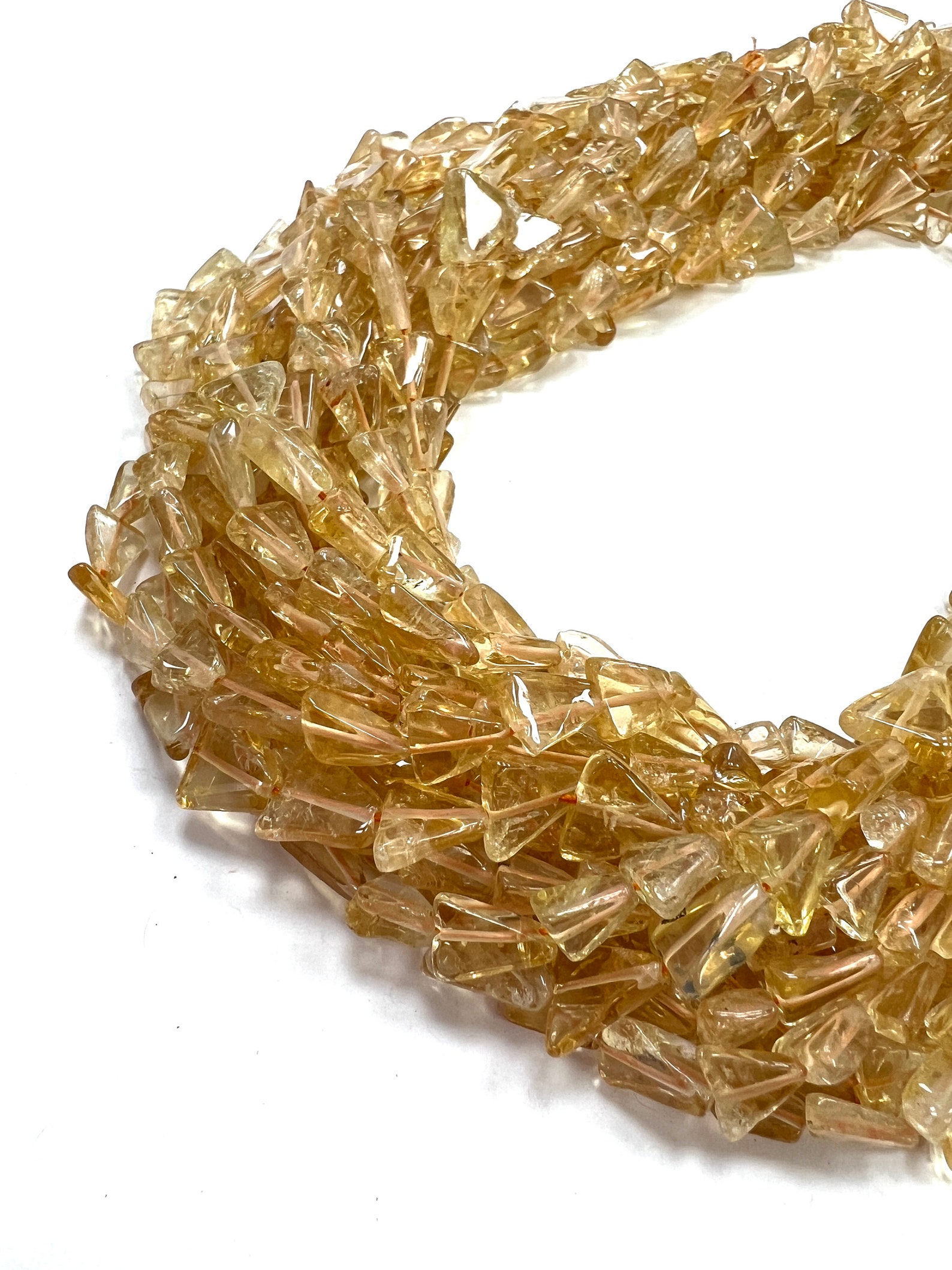 Natural Citrine Beads Smooth Flat Triangle Shape 15in Strands ...