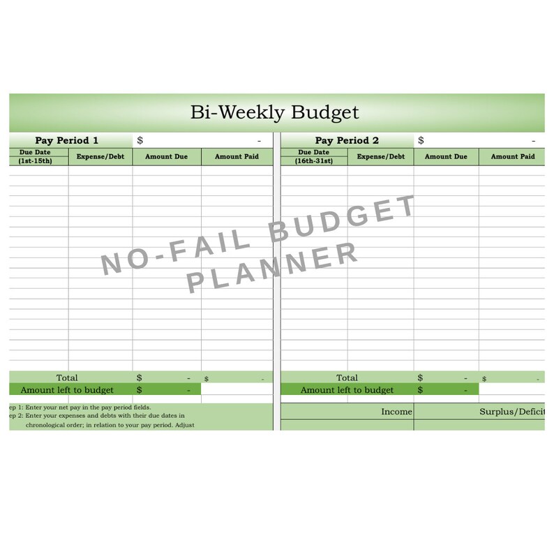 Bi weekly Monthly Budget Planner For MAC Bill Tracker Etsy