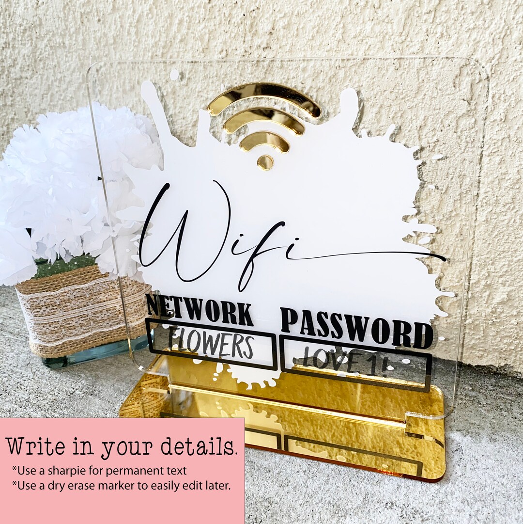 Custom Wifi Sign With Stand, Wifi Password Sign, Editable Wifi Sign ...
