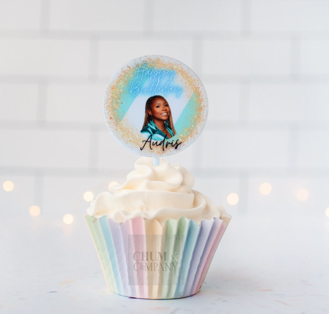 Custom Photo Cupcake Topper, Face Birthday Cupcake Topper, Happy ...