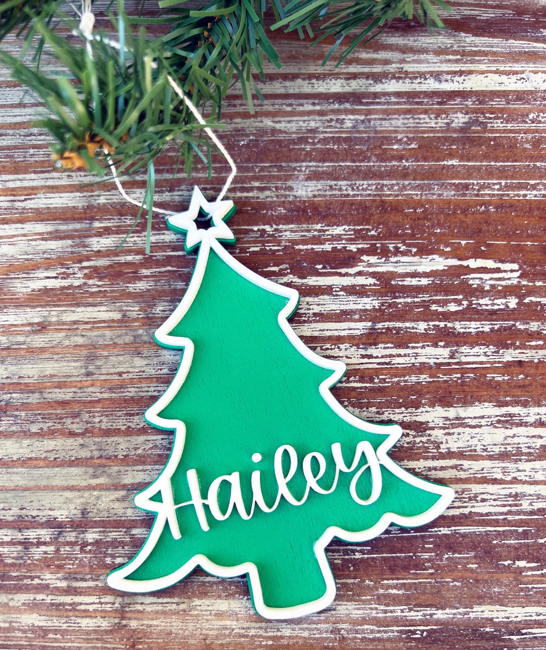 Custom Name Christmas Tree Shaped Ornaments, Kids Custom Christmas ...