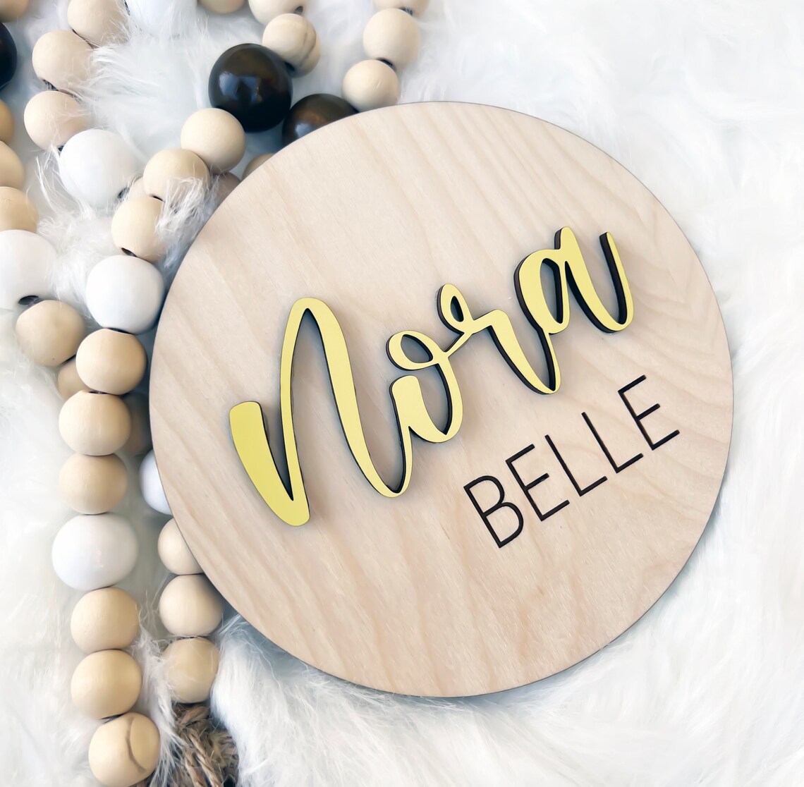 Round Baby Name Sign Birth Announcement Sign Hospital Name - Etsy