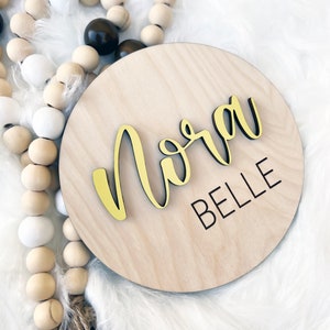 Round Baby Name Sign Birth Announcement Sign Hospital Name - Etsy