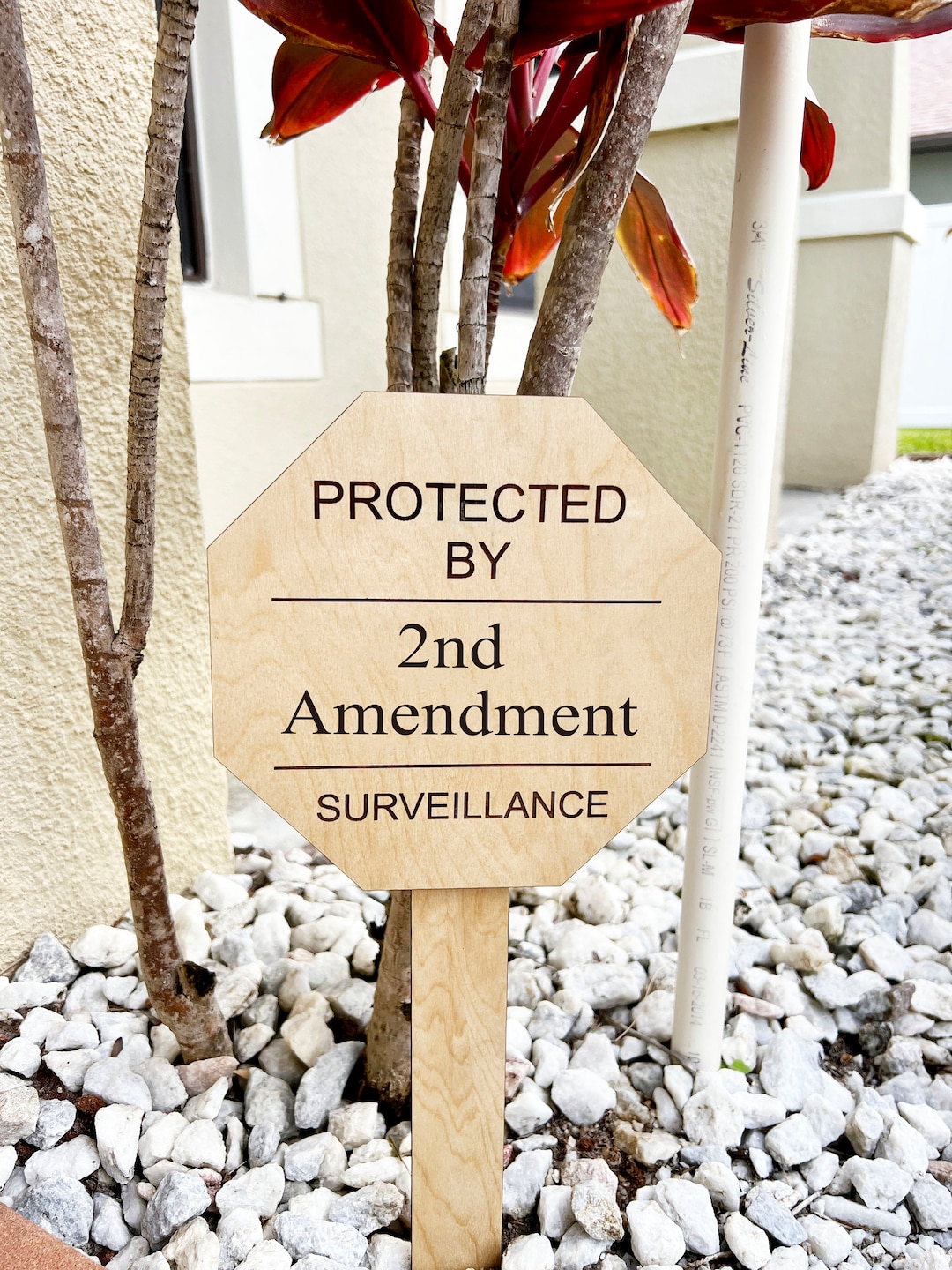 Security Sign, 2nd Amendment Sign, Laser Engraved, Yard Sign, Garden ...