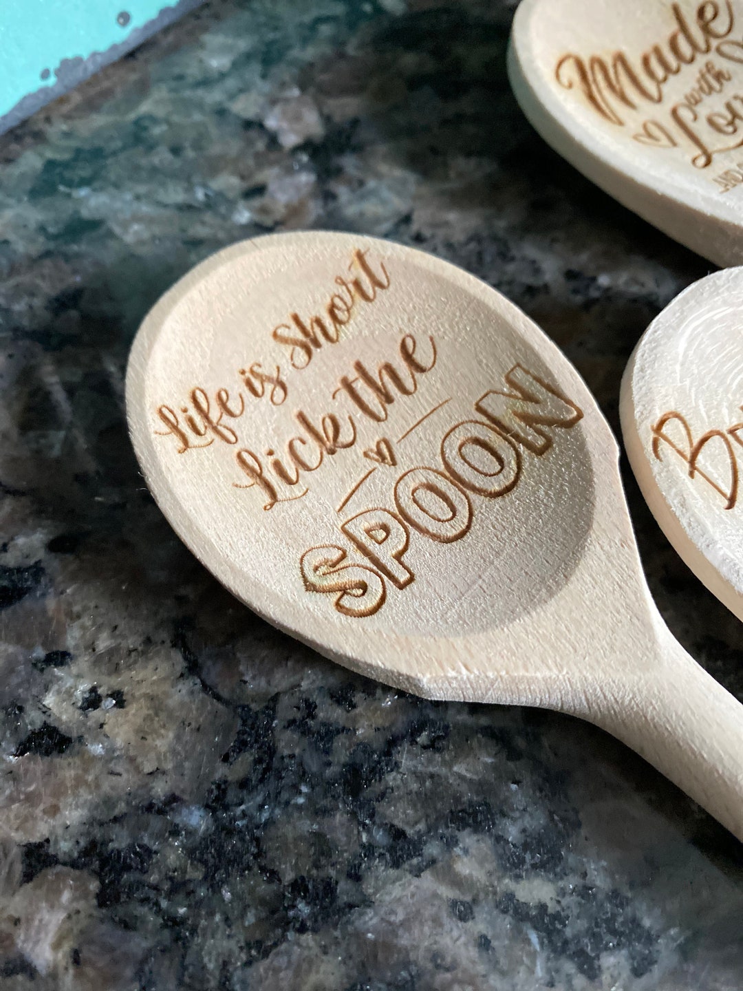 Funny Wooden Spoons, Life is Short, Lick the Spoon, Laser Engraved Wood ...