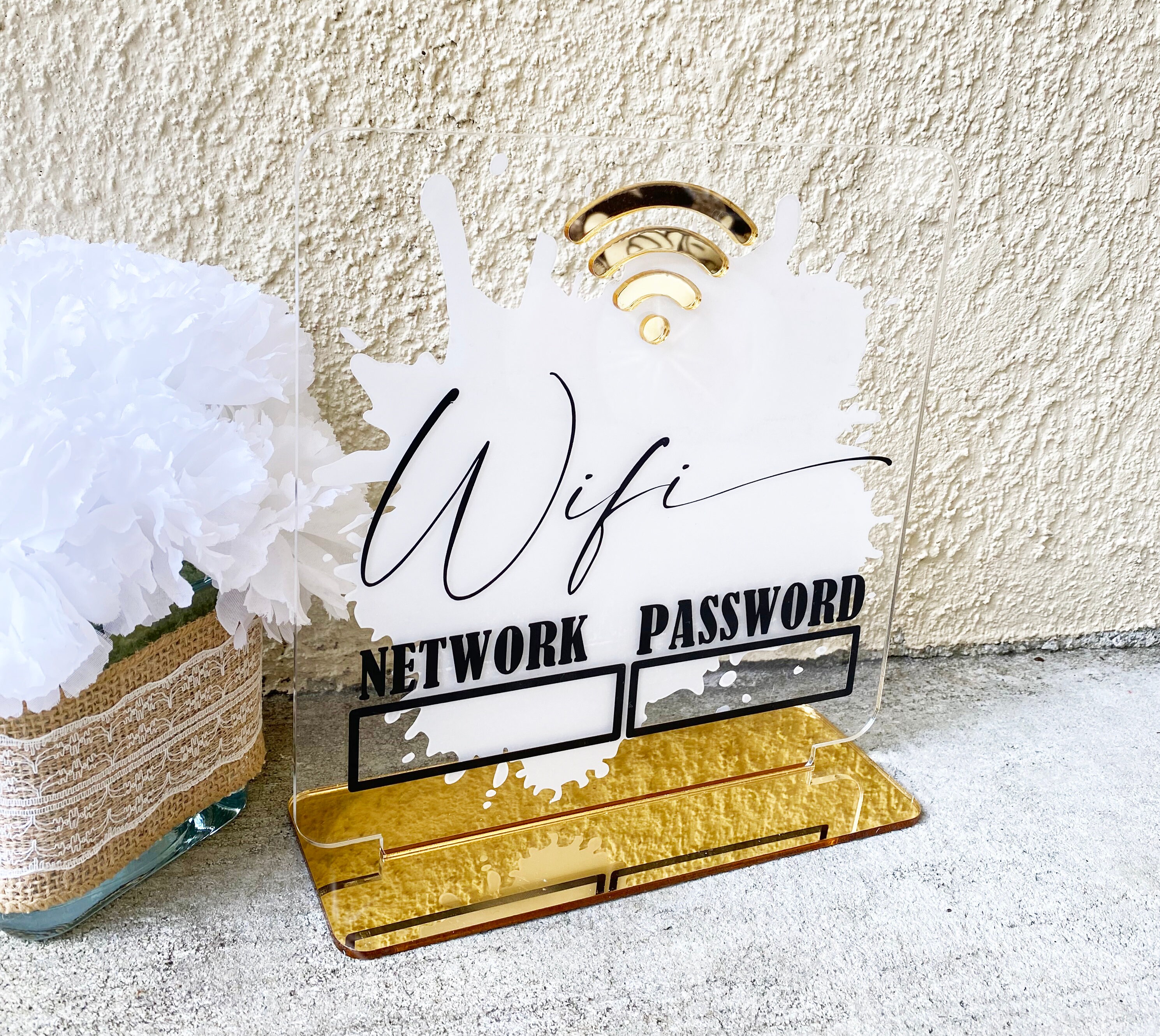 Custom Wifi Sign With Stand, Wifi Password Sign, Editable Wifi Sign ...