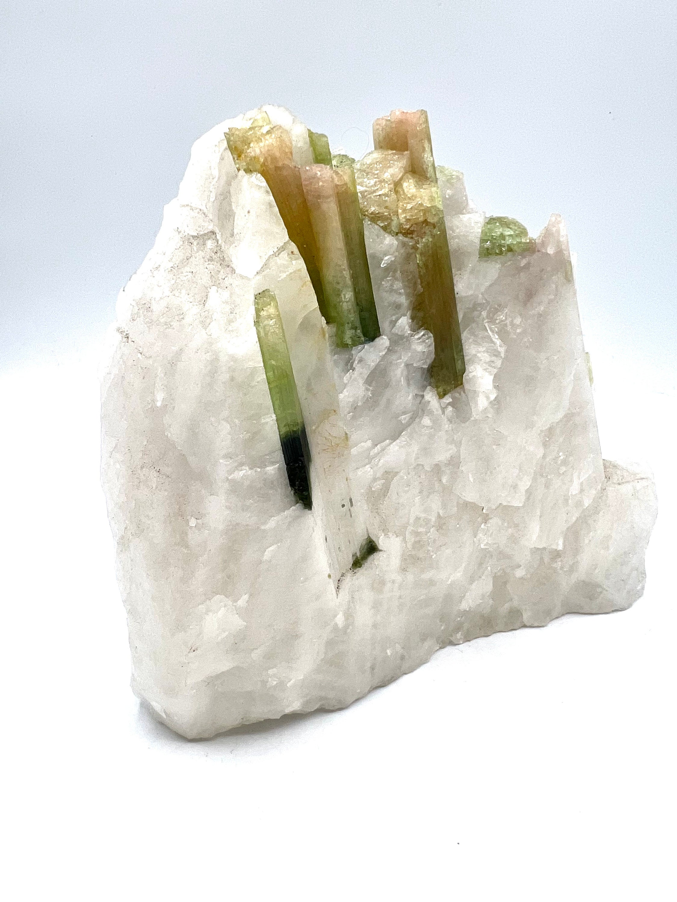 Raw Natural Watermelon Tourmaline Matrix on Quartz Stone Rough Healing ...