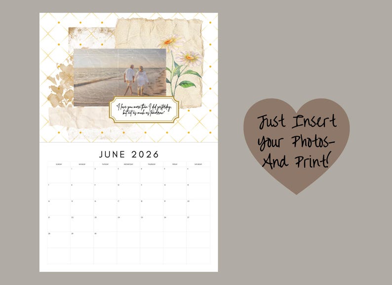 2026 Romantic Calendar Canva Template for Digital Download Boyfriend ...