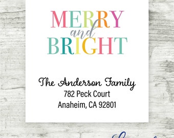 Merry & Bright Christmas Gift Labels Personalized Christmas Stickers ...