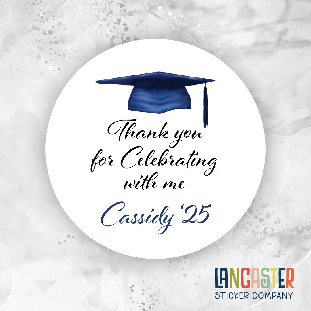 Thank You Grad Cap Class of 2025 Personalized Sticker, Graduation ...