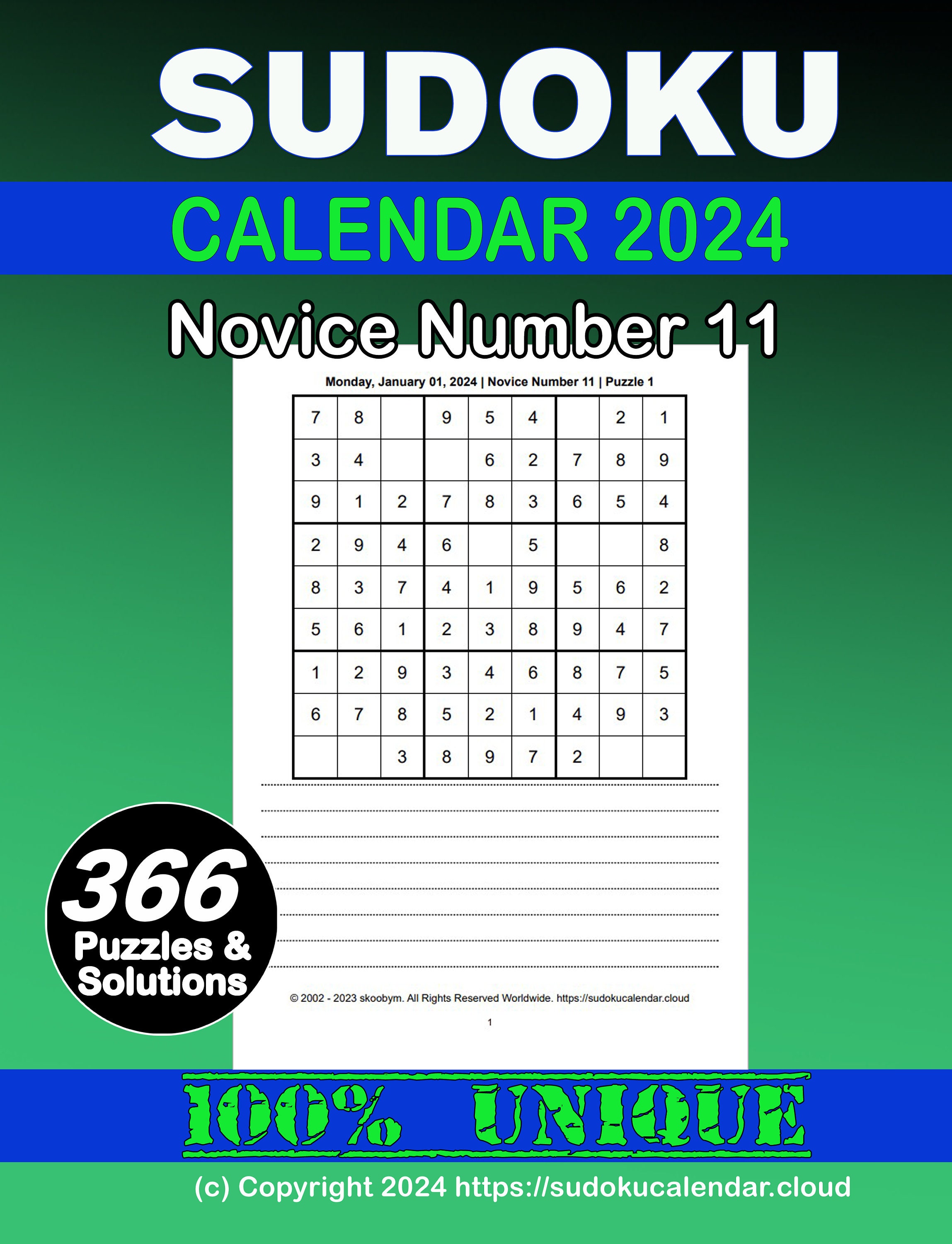 4 X 2024 Printable Sudoku Yearly Calendar Planner Ideal for - Etsy